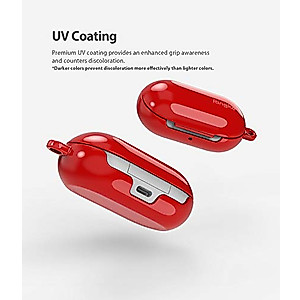 Ringke Case Designed for Galaxy Buds Plus (2020) and Galaxy Buds (2019) Hard PC Case Cover Accessory Upgraded Version with Carabiner - Glossy Red