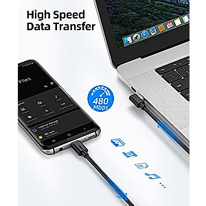 SUNGUY USB C to USB C Cable 1FT [2Pack], Right Angle 90 Degree Type C to C 60W PD Fast Charge Compatible for Samsung Galaxy S21 S20 S10, MacBook Air/Pro, iPad Pro 2020, Pixel 4/3 XL
