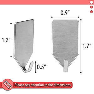 UNCO- Metal Small Adhesive Hooks, 10 Pack, Stainless Steel, Hooks for Hanging Towels, Adhesive Wall Hooks, Stick on Hooks, Self Adhesive Hooks, Hanging Hook, Kitchen Hooks, Adhesive Hook, Sticky Hook