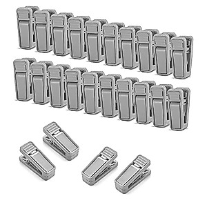 HOUSE DAY 20 Pack Plastic Finger Clips for Hangers, Grey Pants Hanger Clips, Strong Pinch Grip Clips for Use with Slim-line Clothes Hangers, Clips for Velvet Hangers