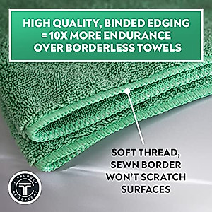 TopCoat Mycro Premium Detail Microfiber Towel 16x16-350GSM Medium-Density, High-Fiber Microfiber Cloth for Detailing and Polishing - Green Microfiber Cleaning Cloths (6-Pack)