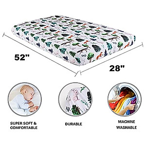 4 Pack Woodland Forest Animals Wood Neutral Unisex Fitted Baby Crib Sheets Set for Baby Boys or Girls