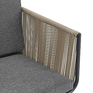 Barton 3 Pieces Wicker Chair Set w/Glass Table Gray Outdoor Patio Furniture Wicker Rattan Modern Conversation Chat Seating