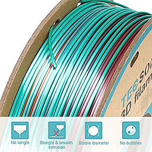TECSONAR Silk Shiny Multicolor Rainbow PLA 3D Printer Filament 1.75mm, Dimensional Accuracy +/- 0.02mm, 1kg Spool (2.2lbs), Fit Most 3D Printer, Rainbow Macaron Series PLA