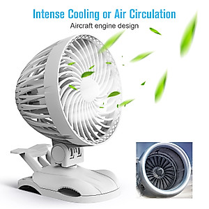 BESKAR Small Clip on Fan - Personal USB Fan CVT Speeds and Strong Clamp, Adjustable Tilt, Quiet Operation, 6 Inch Desk Fan for Office Bed Treadmill Stroller - USB Cord Plug in Powered
