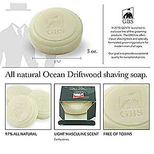 G.B.S Men's Ceramic Shaving Mug with Knob Handle and Pack of 3 Natural Soaps