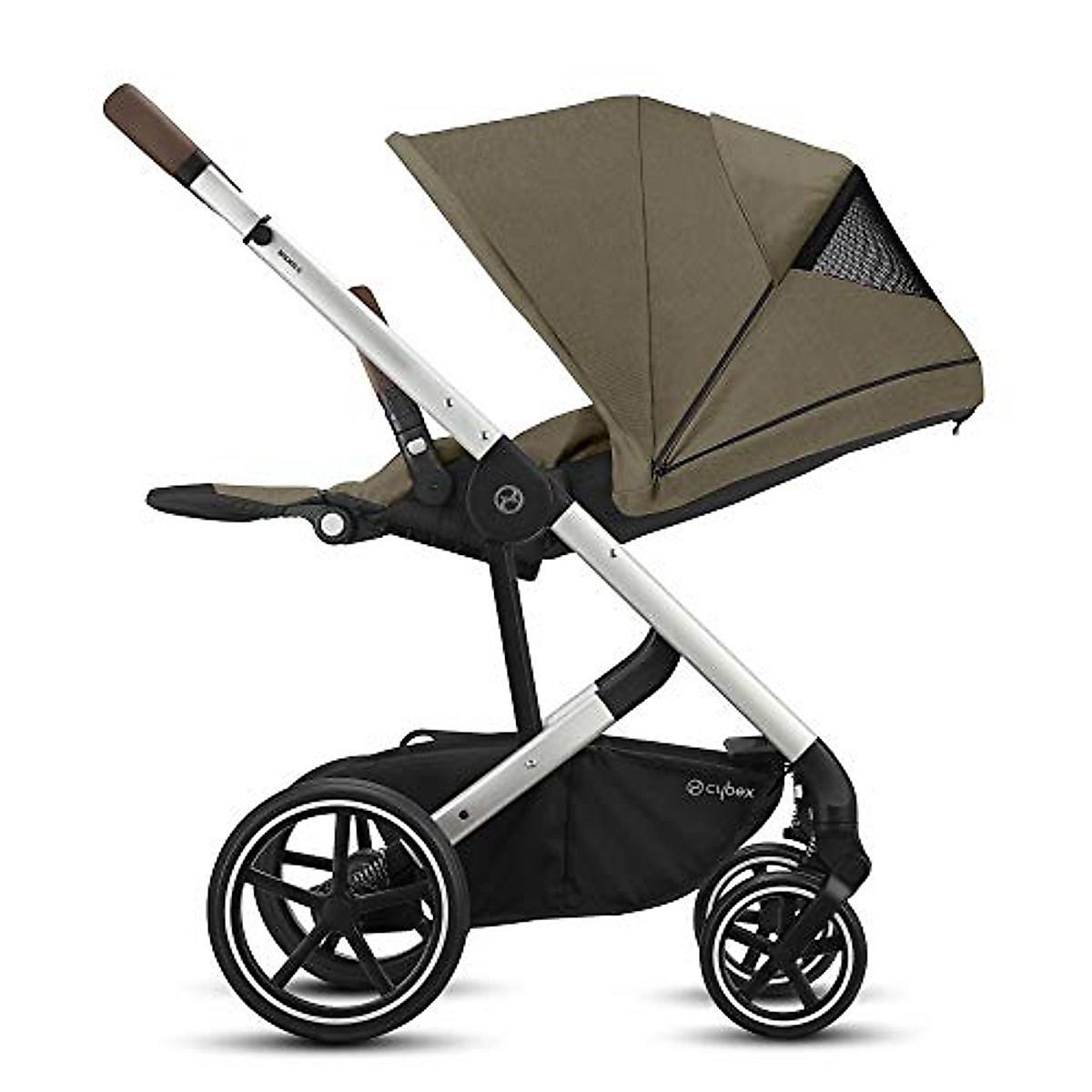 Cybex Balios S Lux Stroller FrontFacing or ParentFacing Seat Positions OneHand Fold Multiposition Recline Adjustable Leatherette Handlebar Infant Stroller for 6 Months+, Classic Beige