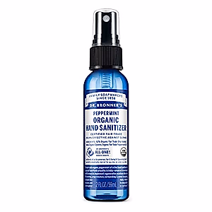 Dr. Bronner's - Organic Hand Sanitizer Spray (Peppermint, 2 ounce) - Simple and Effective Formula, Cleanses & Sanitizes, No Harsh Chemicals, Moisturizes and Cleans Hands