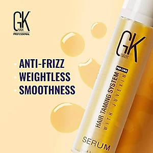 GK HAIR Global Keratin 100% Organic Argan Oil Anti Frizz Hair Serum (0.34 Fl Oz/10ml) Styling Smoothing Strengthening Hydrating & Nourishing Heat Protection Shine Frizz Control Dry Damage Hair Repair