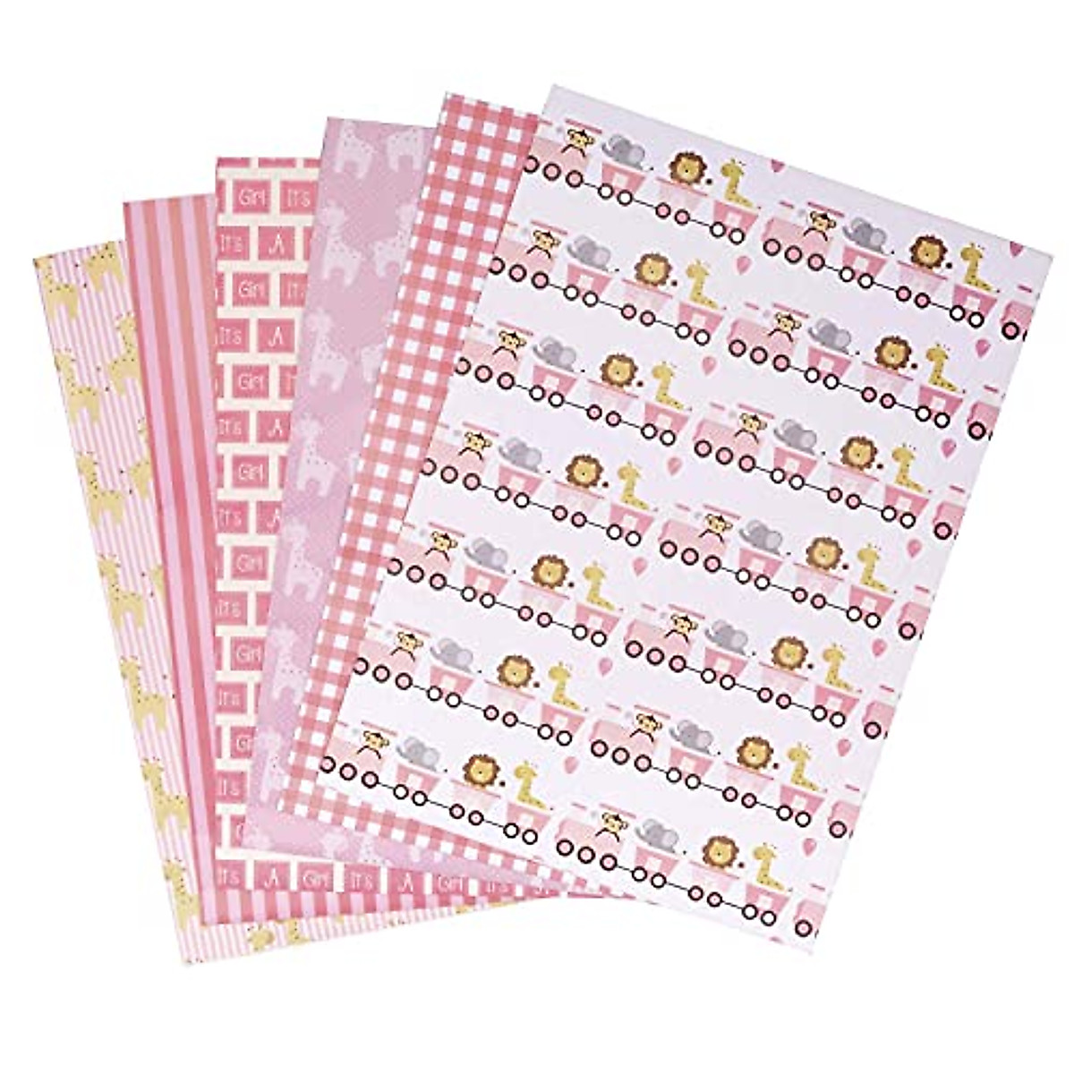 MAYPLUSS Wrapping Paper Large Sheet - Folded Flat - 6 Different Baby Girl Design (45.2 sq.ft.ttl) - 27.5 inch X 39.4 inch Per Sheet
