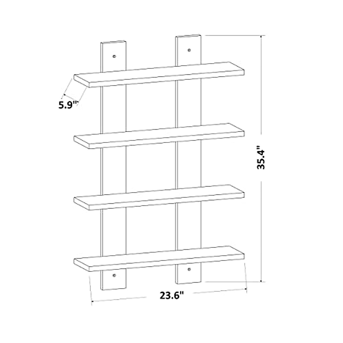 Bosfori Laurel Floating Wall Shelf, Floating Shelves, Utility Shelf, Wall Shelf, Modern Wall Shelves (White)