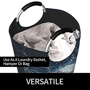 Dujiea 82l X-Large Laundry Basket Tall, Baseball Collapsible Laundry Hampers with Aluminium Handles Big Clothes Basket Kids Laundry Bin Round Storage Basket for Dorm Room