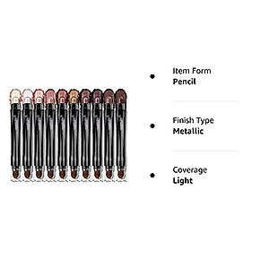 LUXAZA 10PCS Eyeshadow Stick,Shimmer And Matte Neutral Brown Eye Shadow Sticks Pencil Crayon, Eye Brightener Stick With Crease-proof Formula,Waterproof & Long Lasting