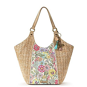 Sakroots Roma Straw Shopper, Pinkberry in Bloom