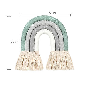 YMVV Rainbow Macrame,Woven Boho Rainbow Wall Hanging with Tassels,Cute Wall Decor for Nursery,Suitable for Festival Ornaments Baby Shower Wedding Green Rainbow Decor(5.5 x 0.5 x 5)