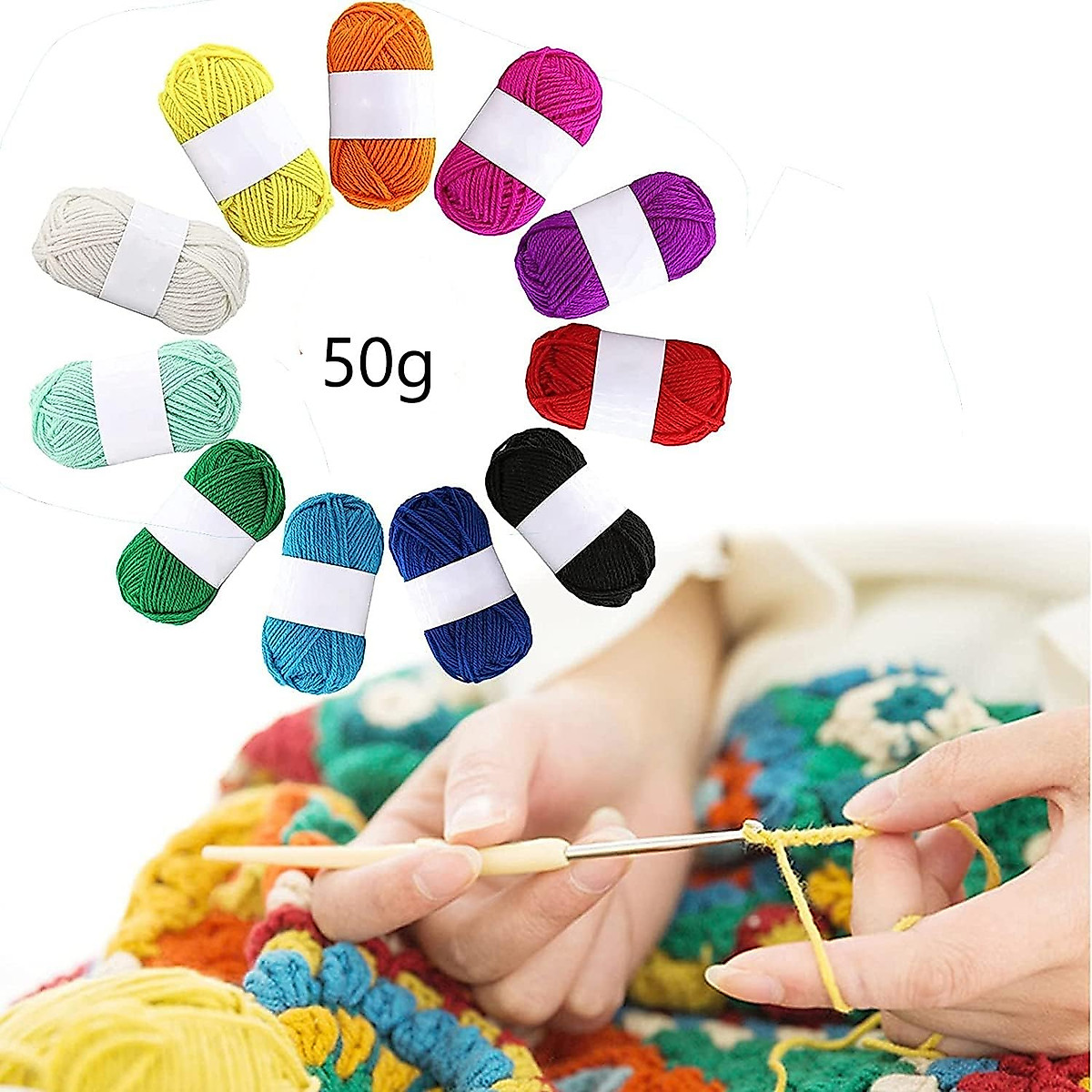 12X 50g Double Knitting Yarn 100% Acrylic Knitting Yarn Colourful DK Yarn,Perfect for Any Crochet and Knitting Mini Project,Yarn Knitting Wool Crochet Yarn, Ideal for Beginners, Kids Crafts