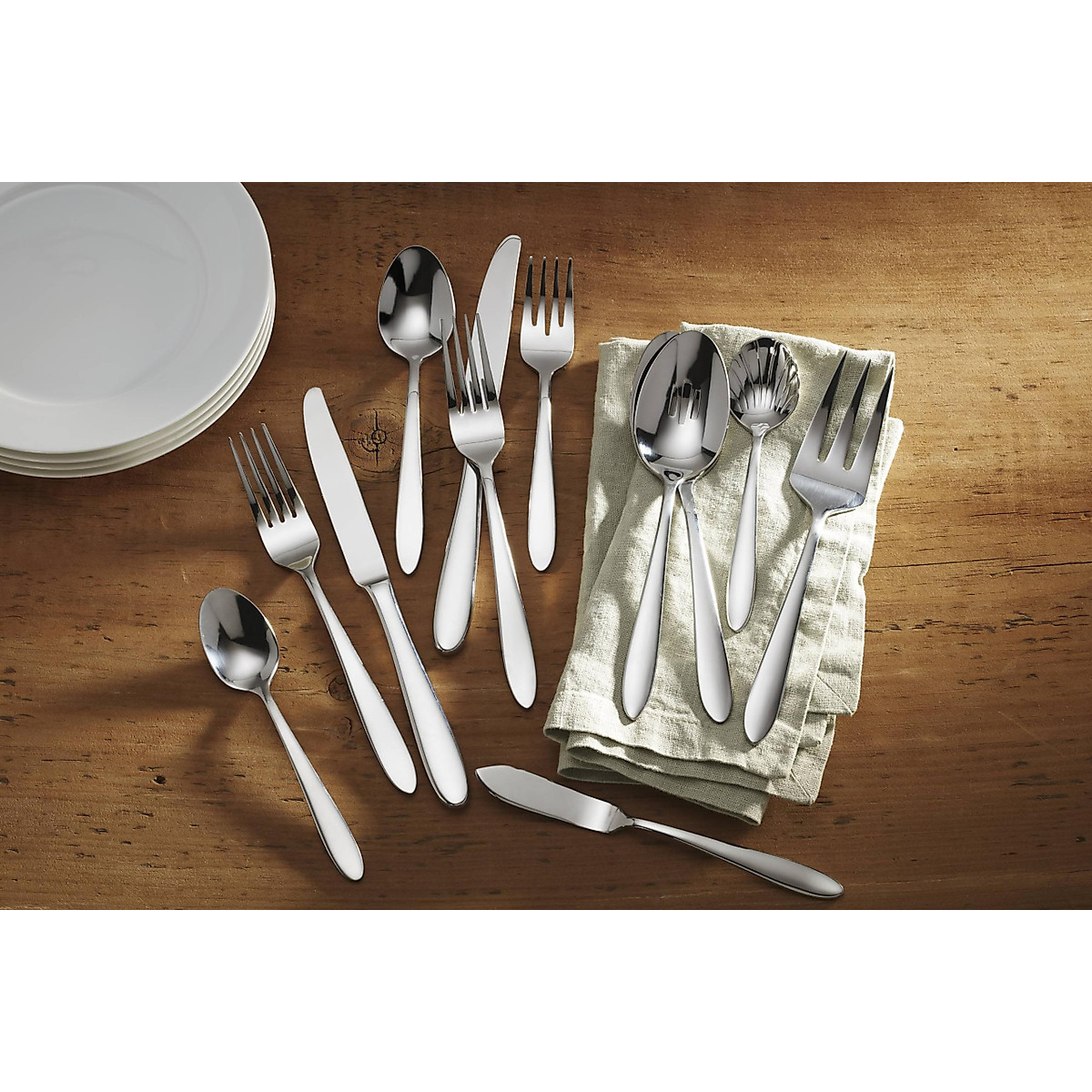 Oneida B336045A Mooncrest 45-Piece Flatware Set, Service for 8,Silver,45 Piece
