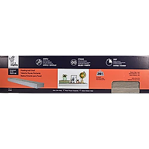 HIGH & MIGHTY 515621 Modern 24" Floating Shelf Holds up to 20lbs, Easy Tool-Free Dry Wall Installation, Flat, Retail Pack of 2, Gray