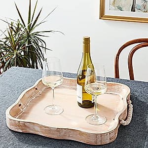 Mud Pie Scalloped Beaded Tray, 18" x 18", Brown