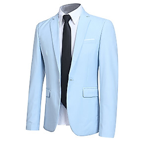 Slim Fit 2 Piece Suit For Men One Button Casual/Formal/Wedding Tuxedo,Small,Light Blue