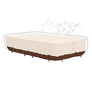 Tuyeho Patio Furniture Set Cover, Heavy Duty Patio Dining Set Cover (90 x 60 x 28 Inch) Rectangular Table Outdoor Conversion Set Cover for Lawn - 600D Waterproof & Weather Resistant, Anti UV Fabric