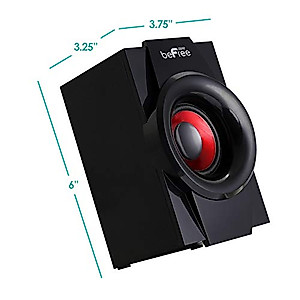 Be Free Sound 5.1 Channel Surround Sound Bluetooth Speaker System in Red with Remote Control, FM Radio, 4" Amplifier, 2.5" Speakers, Black