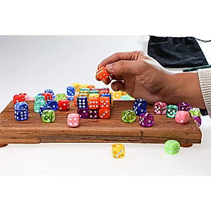 120 Pieces 6 Sided Dice Set Translucent & Solid Games Dice Set, Colored Dice with Free a Black Velvet Pouches for Playing Games, Like Board Games, Dice Games, Math Games, Party Favors and More (16 mm)