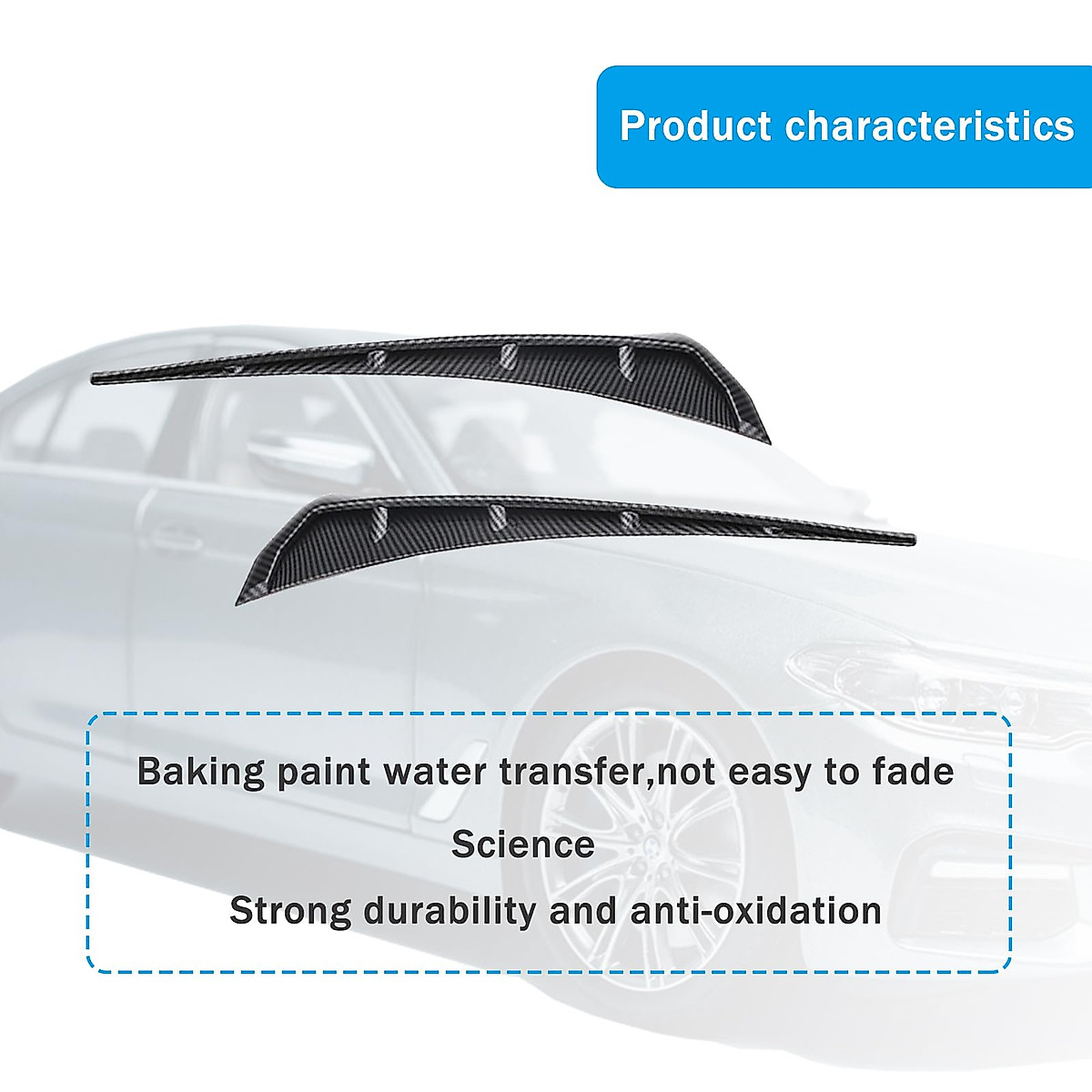 zvsay 2 PCS Car Fender Plate Vents Decoration Stickers, Intake Grille Spoiler External Accessories, Car Body Anti-Collision Stickers, Universal for Most Cars Protectors (Carbon Fiber Black)