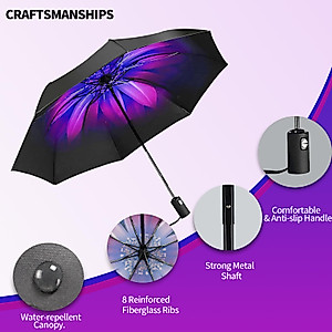 LLanxiry Compact Travel Umbrella,Windproof Waterproof Stick Umbrella Anti-UV Protection Golf Umbrellas(Orchid)