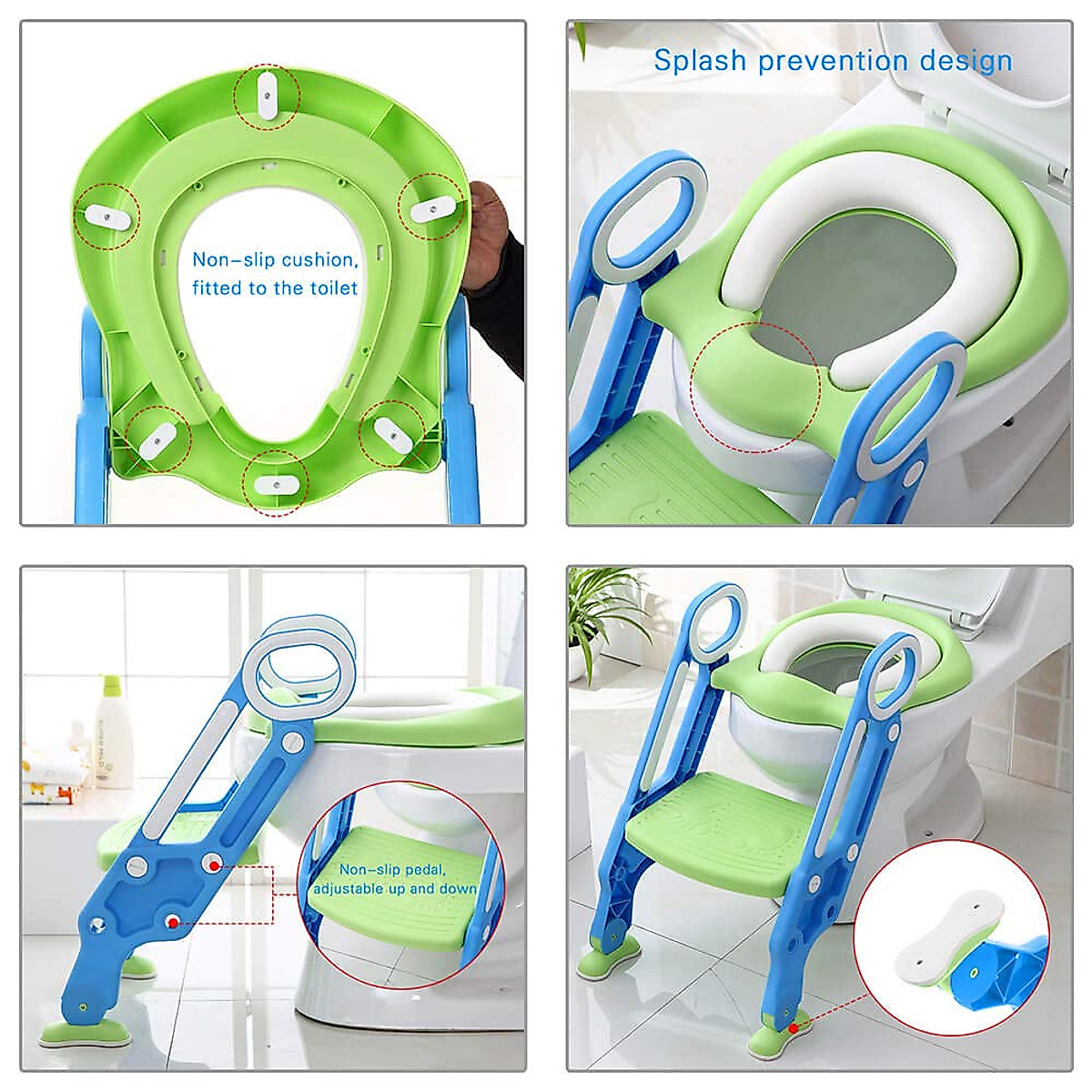Potty Training Seat for Boys and Girls with Sturdy Non-Slip Step Stool Ladder Portable Toddler Potty Seat Perfect for Potty Training