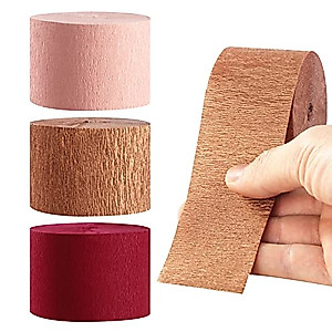 Rose-Gold Pink Burgundy-Red Party-Decorations Streamers - 9 Rolls Valentines Mothers Day Crepe Paper Streamer Garland Birthday Bachelorette Bridal Shower Engagement Wedding Brunch Decoration Panduola