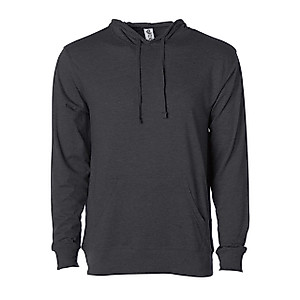 Global Blank Men's Hooded Shirt Long Sleeve T-Shirt with Hood Lightweight Hoodie for Men, Dark Gray, X-Large
