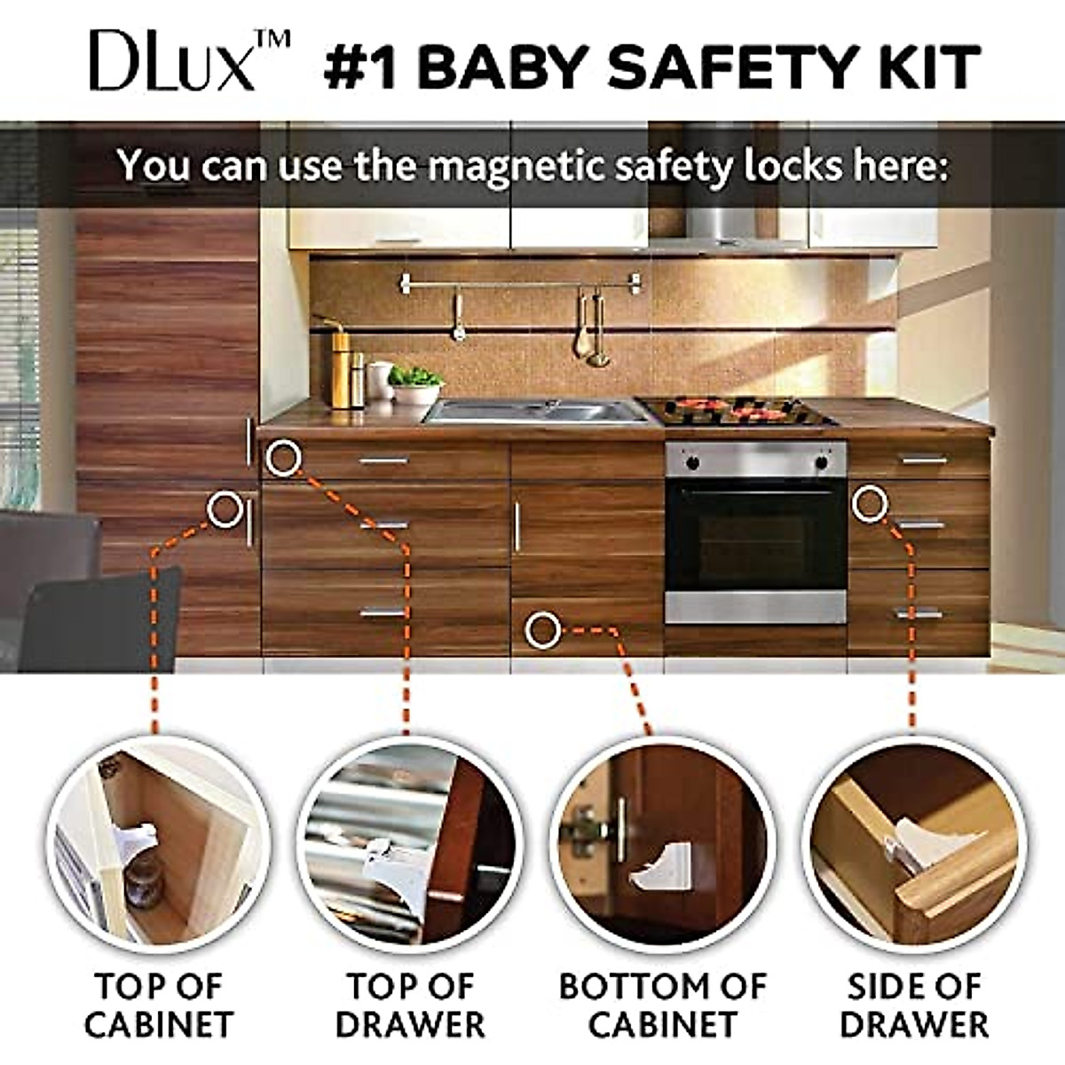 21 Magnetic Cabinet Locks 3 Keys, Child Safety 61-Piece Kit, Magnet Locks with New Upgraded Adhesive, Easy Installation, No-Drill Baby Proofing Locks to Childproof Cabinets & Drawers