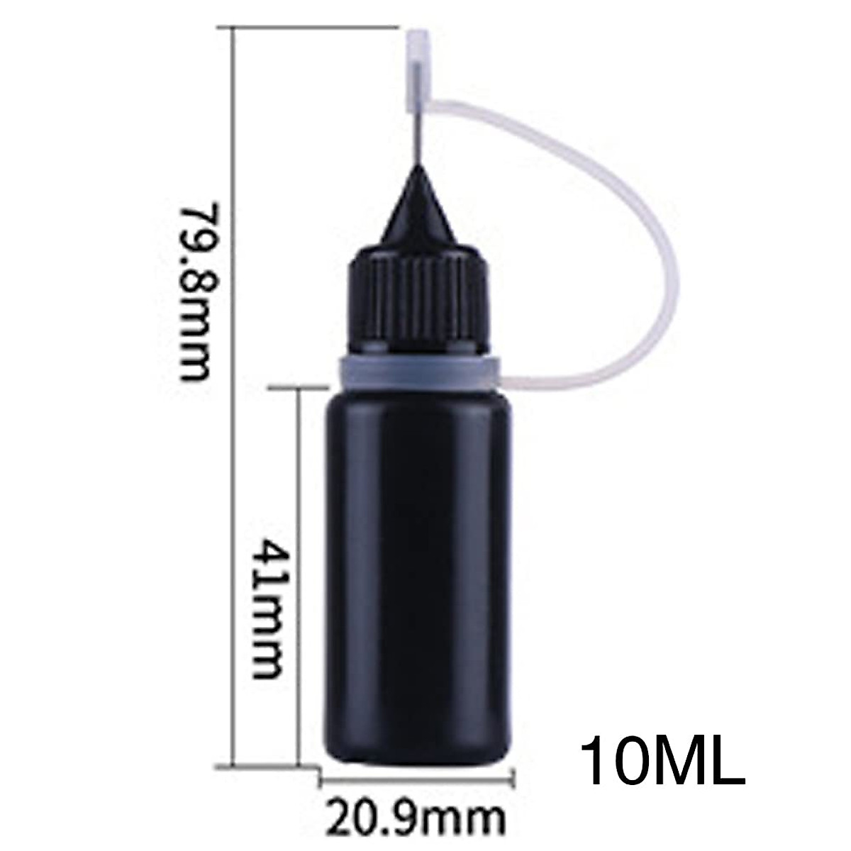 NANSHINE 12pcs 10ml(0.34oz) Black Needle Tip Glue Bottle Squeeze Bottle With 2pcs Funnel, Light-proof Plastic Bottle Reagent Dispensing Bottle Precision Tip Applicator Bottles