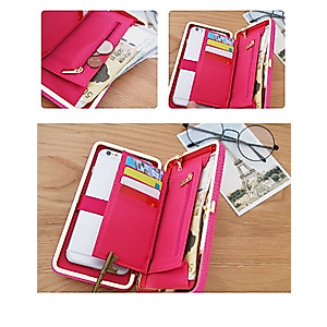 Huitao Women Bowknot Wallet Long Purse Phone Card Holder Clutch Large Capacity Pocket Coffee one Size