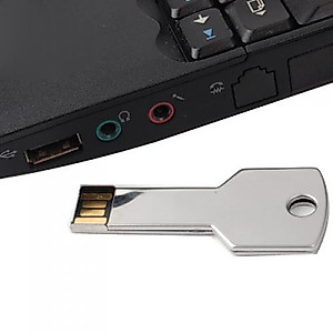 Lot 10 2GB Key Shape USB 2.0 Flash Drive 2G Metal Memory Pen Stick Thumb Drive Wholesale Bulk Pack (2GB, Silver (Stainless Steel))