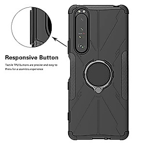 LiuShan Compatible with Sony Xperia 1 III case,360° Rotation Ring Holder KickstandMilitary Grade Shockproof Cover for Sony Xperia 1 III Smartphone（Not Applicable Sony Xperia 10,Black