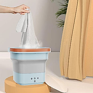 Portable Mini Washing Machine Lightweight travel, Small Clothes washer for apartments, Foldable washing machine Perfect for Camping, Travelling (BLUE)