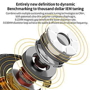 CCA CRA+ in Ear Monitor Earphone, Patented Ultra-Thin Diaphragm Dynamic Driver IEM, Clear Sound & Deep Bass, Wired Earbuds with Tangle-Free Removable Cord