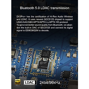 Topping DX3pro+ LDAC Headphone Amplifier - ES9038Q2M XU208 NFCA Bluetooth5.0 Audio Decoder USB/Opt/Coax DAC AMP Pre Amplifier with Remote Control (Sliver)
