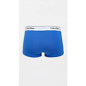 Calvin Klein Men's Modern Cotton Stretch 3-Pack Low Rise Trunk, Black, Palace Blue, Vanilla ICE