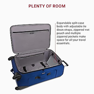 SwissGear Sion Softside Expandable Luggage, Blue, Checked-Large 29-Inch