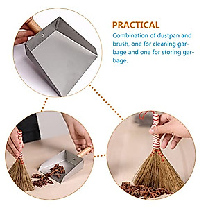 Zerodeko 1 Set Mini Broom Set Convenient Mini Broom Anti Static Brush Suit Kids Dustpan and Brush Toy Broom Cleaning Supplies Table Brush Miniature Grinder Child Stainless Steel