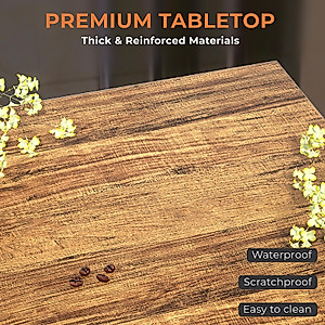 GreenForest Coffee Table with Storage, 27.6 inch Square Coffee Table, Seamless One-Piece Tabletop Design, Small Coffee Tables for Living Room, Farmhouse Sofa Table, Rustic Center Table, Walnut