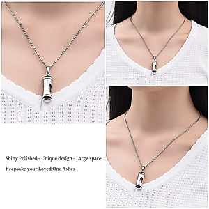 Oinsi Window of Glass Cylinder Cremation Urn Jewelry Keepsake Memorial Necklace Hold Ashes for Women (Silver Tone)