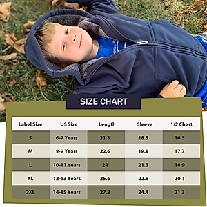 Ceoutdoor Boys Fleece Jacket Zip up Sweatshirt Hoodie Soft Warm Outdoor Winter Coat for Kids (B-Black/Grey,Size 6-7)