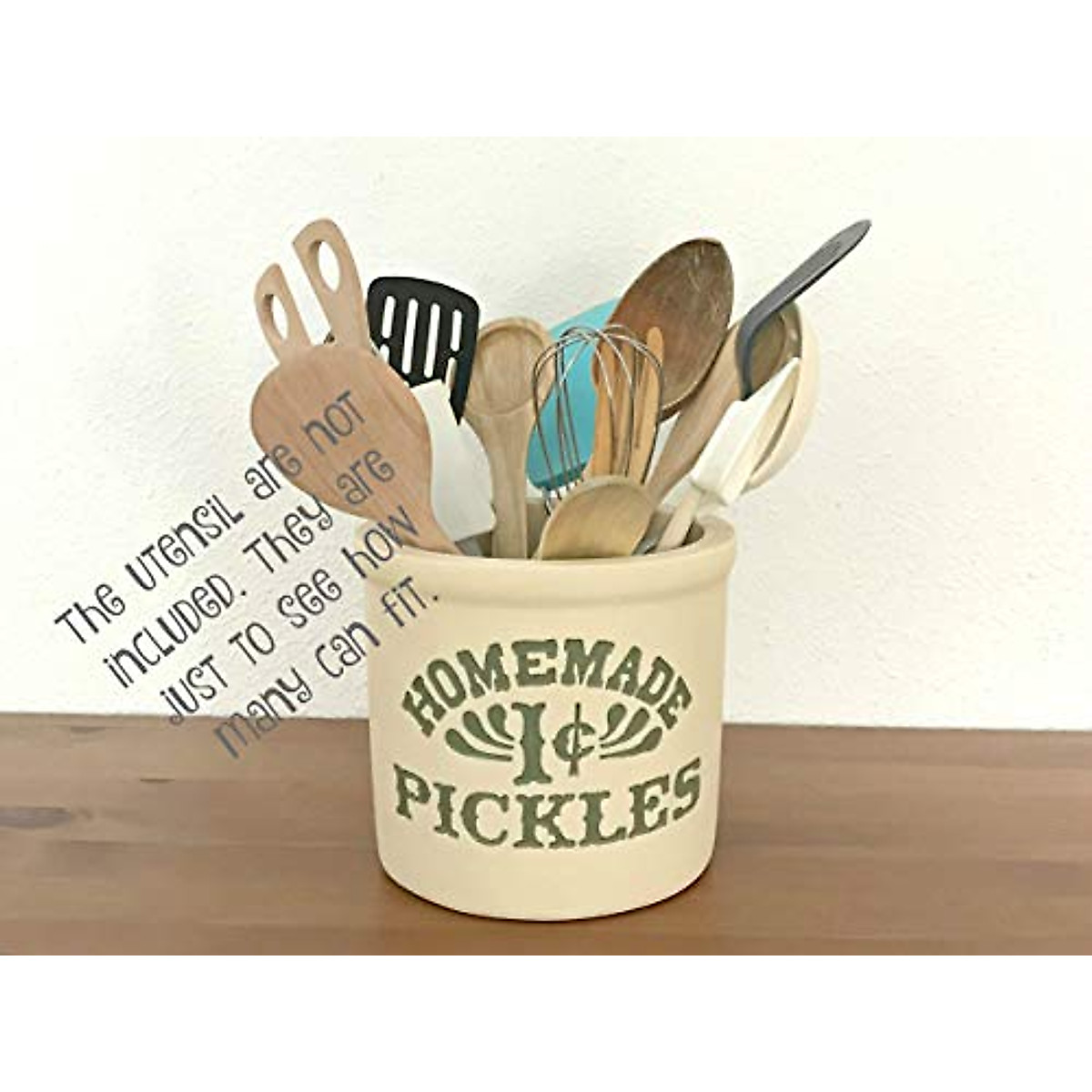 Handmade with Love by Fatima. Utensils holder in Monica’s kitchen. Homemade 1 cent Pickles Jar. Housewarming Gift. Great present for your friends. Totally Handmade.