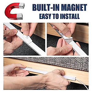 DWEPTU Under Cabinet Lighting Dimmable Under 12 Inch Cabinet Lights with USB Powered for Closet Light Bar Under Counter Lighting Work Tables Student Dormitory (Include AC Power Plug)