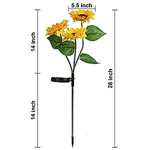 Doingart Solar Sunflower Lights,Upgrade Solar Powered Sunflower Lights with 3 Sunflower,LED Solar Lights Outdoor for Patio Lawn Garden Yard Pathway Decoration