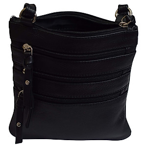 Women's Purse Crossbody Handbag Premium Genuine Leather Shoulder Bag Luxury Gift for Ladies (Black)